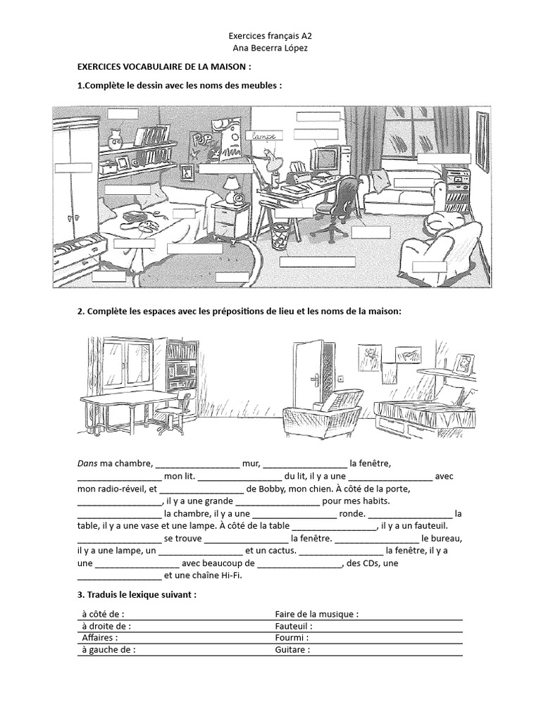 Exercices Vocabulaire de La Maison | PDF