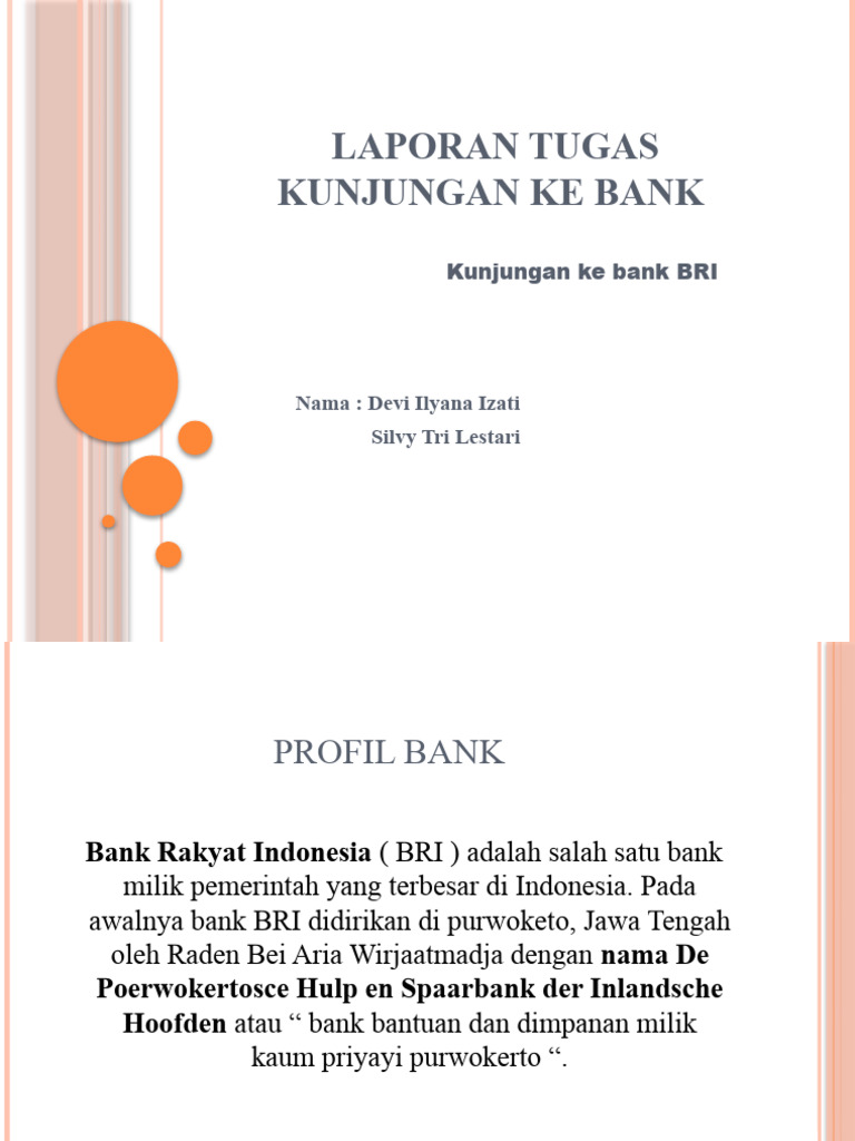 Tugas Presentasi Kunjungan Bank | PDF | Pengelolaan Keuangan & Uang