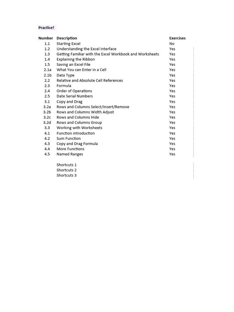 Excel Basics Practice Guide | PDF | Microsoft Excel | Human–Computer ...