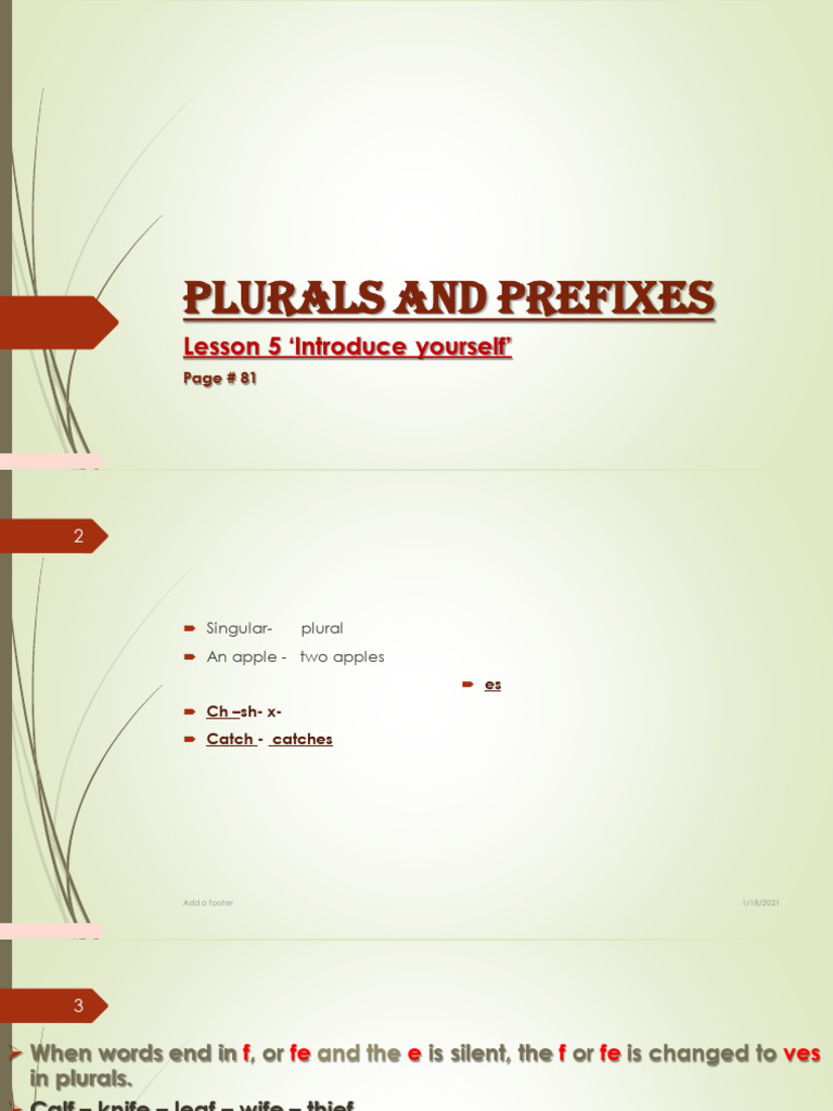 Plurals and Prefixes | PDF | Morphology | Language Families