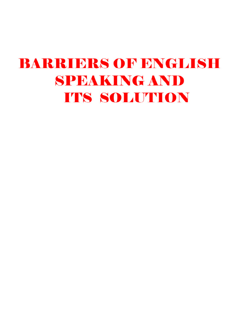 Barriers For English Speacking and Solution | PDF