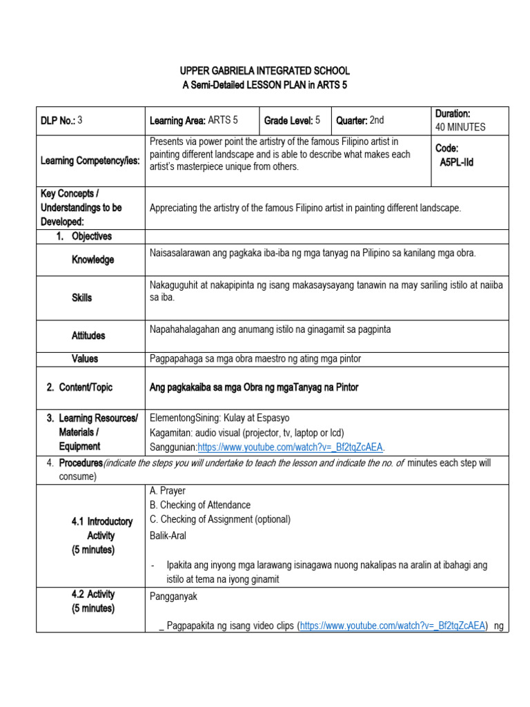 DLP Arts Q2 L3 | PDF
