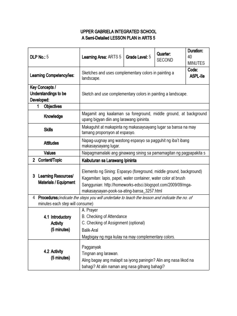 DLP Arts Q2 L5 | PDF