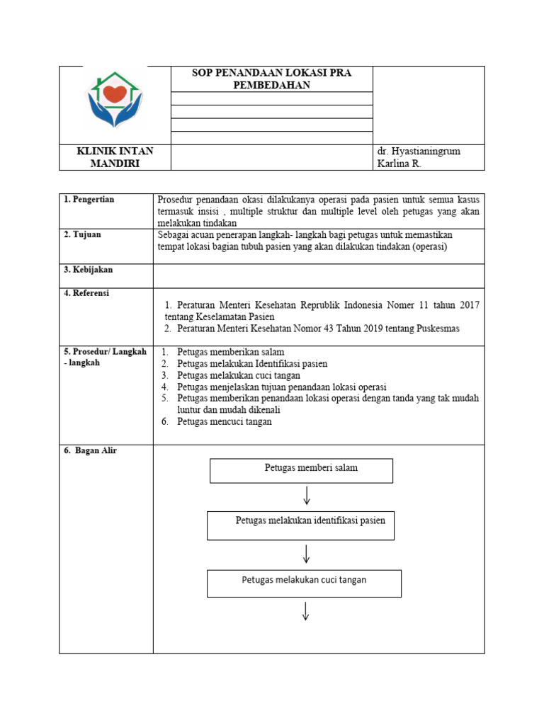 Sop Penandaan Lokasi Pra Pebedahan | PDF