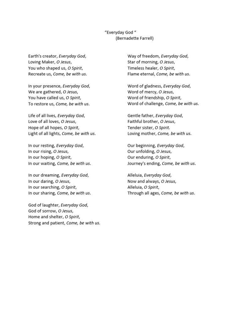 Everyday God Poem Sixth Semester Session 2 | PDF | Language Arts ...