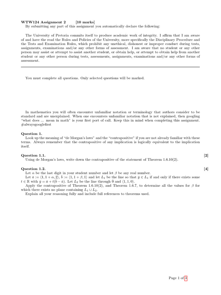 Assignment 2 | PDF | Angle | Mathematics
