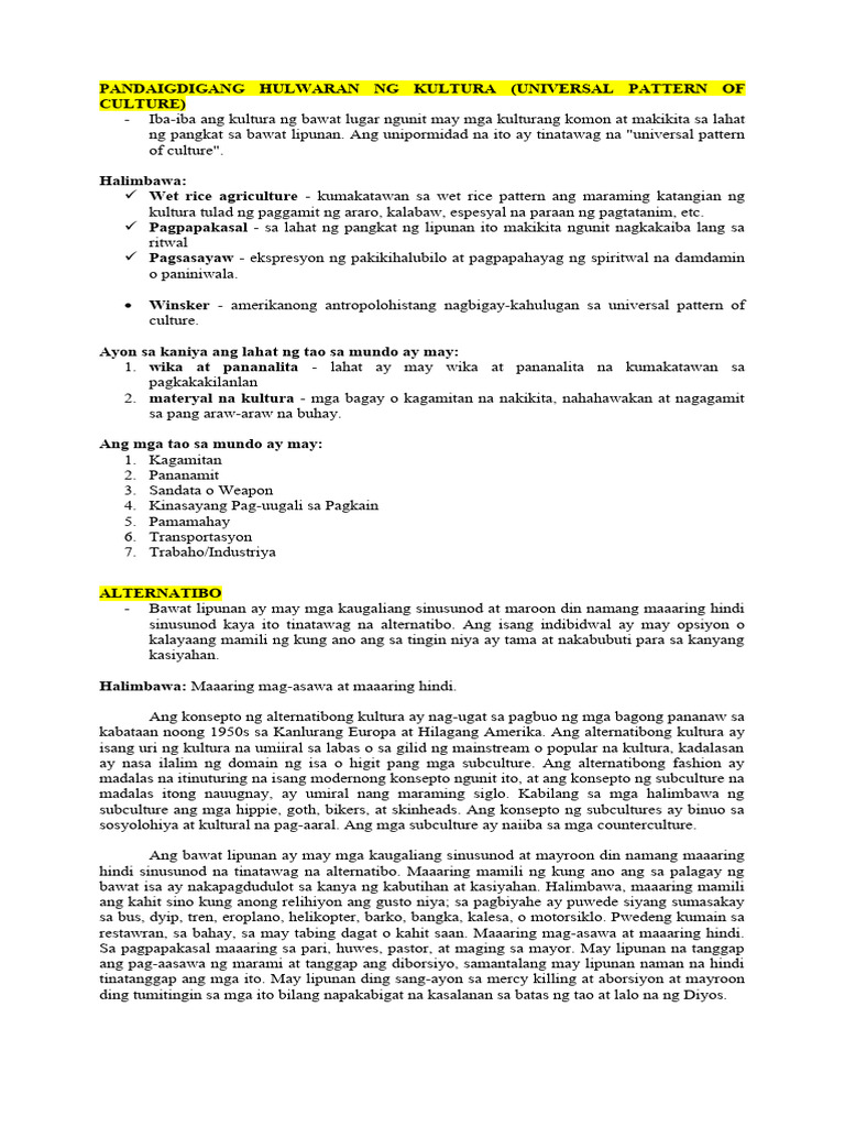 Pandaigdigang Hulwaran NG Kultura | PDF