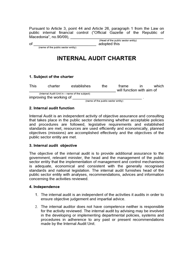 Charter For Ia 23 03 2010 | PDF | Internal Audit | Audit