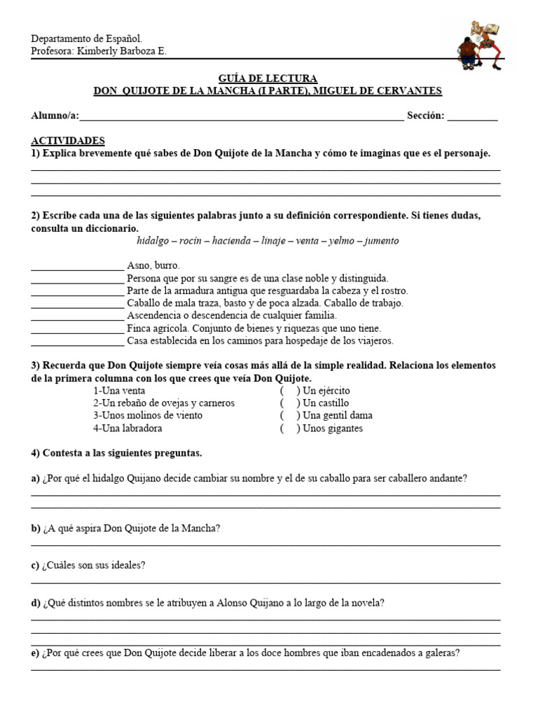Guia de Lectura Don Quijote de La Mancha | PDF | Don Quijote