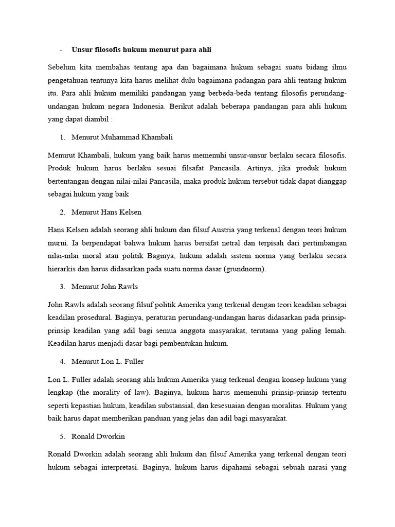 Unsur Filosofis dan Yuridis Hukum | PDF | Ilmu Sosial