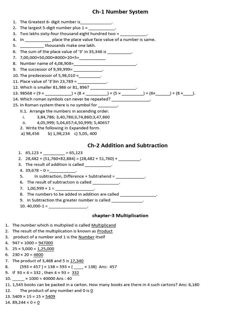 Grade-4 Math WS | PDF | Division (Mathematics) | Subtraction