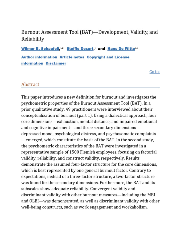 Burnout Assessment Tool | Download Free PDF | Occupational Burnout ...