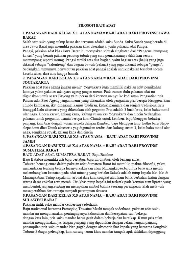 Filosofi Baju Adat | PDF | Kajian Bahasa Asing