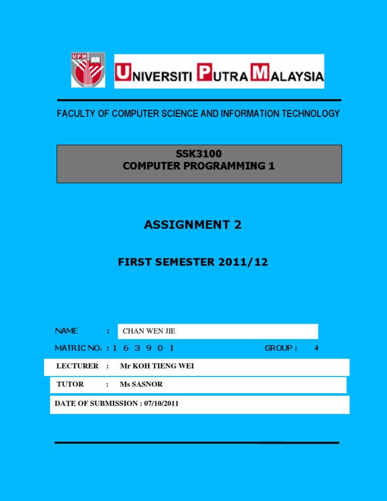 Computer Programming Assignment 2 | PDF | Computing And Information ...