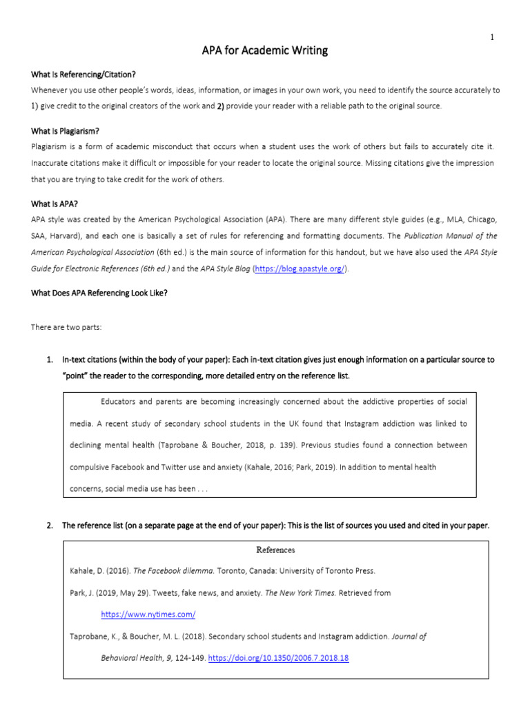 APA For Academic Writing | PDF | Apa Style | Citation
