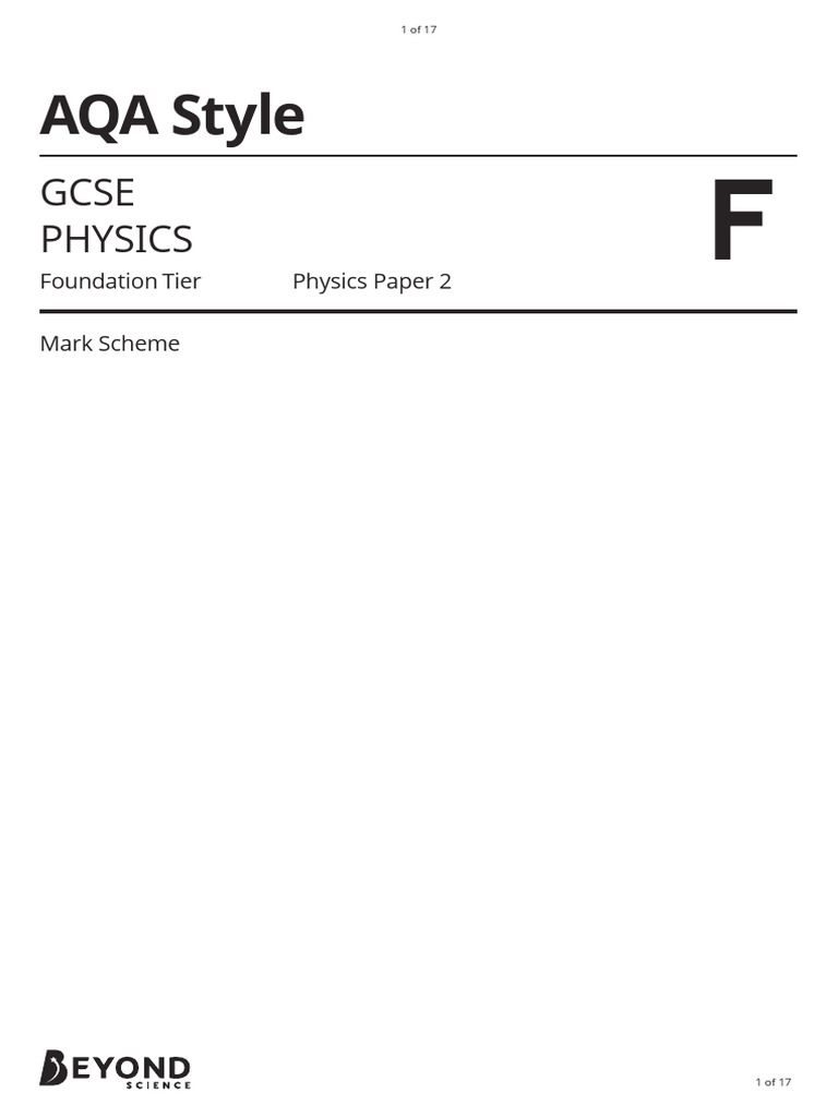 AQA GCSE Physics Paper 2 F (Separate) Mark Scheme | PDF | Stars | Inductor