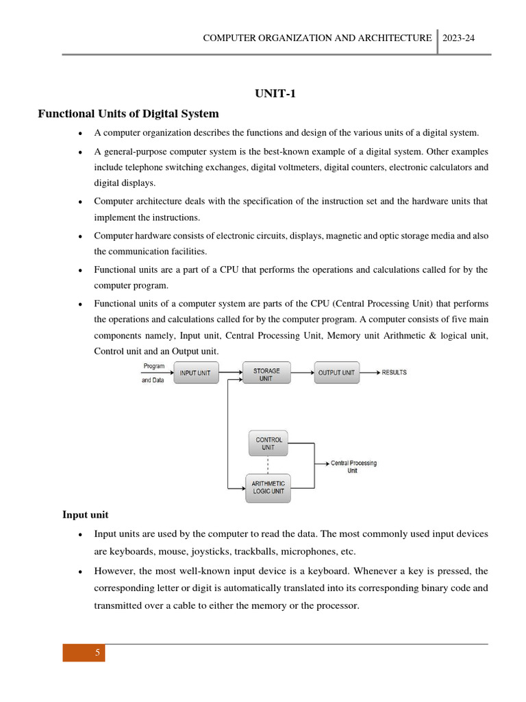 (RB) COA - Notes UNIT-1 | PDF | Computer Data Storage | Central ...