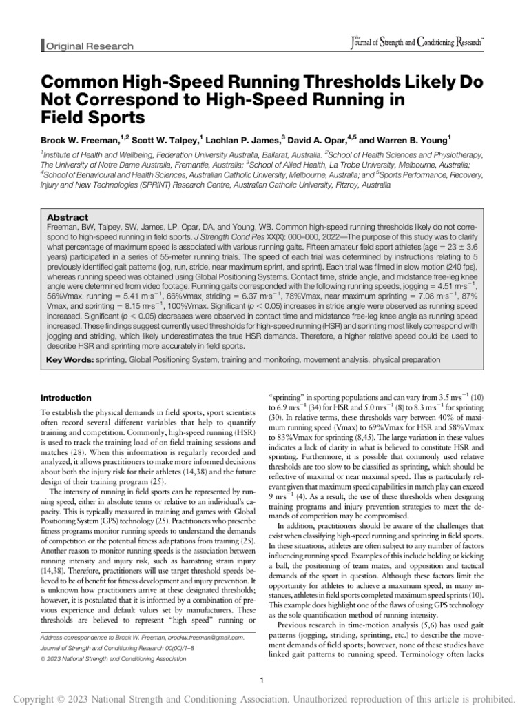 Freeman, 2022 | PDF | Running | Effect Size