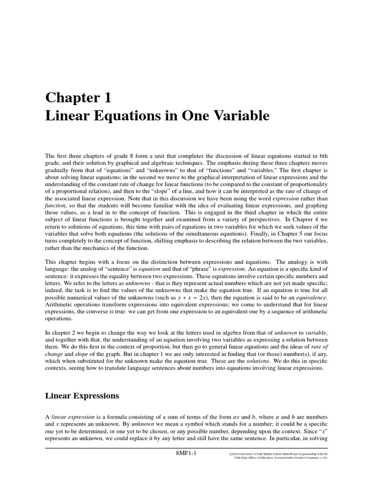 FKB UEN8thGradeMath Mathematical Foundations Complete OER | PDF | Equations | Variable (Mathematics)