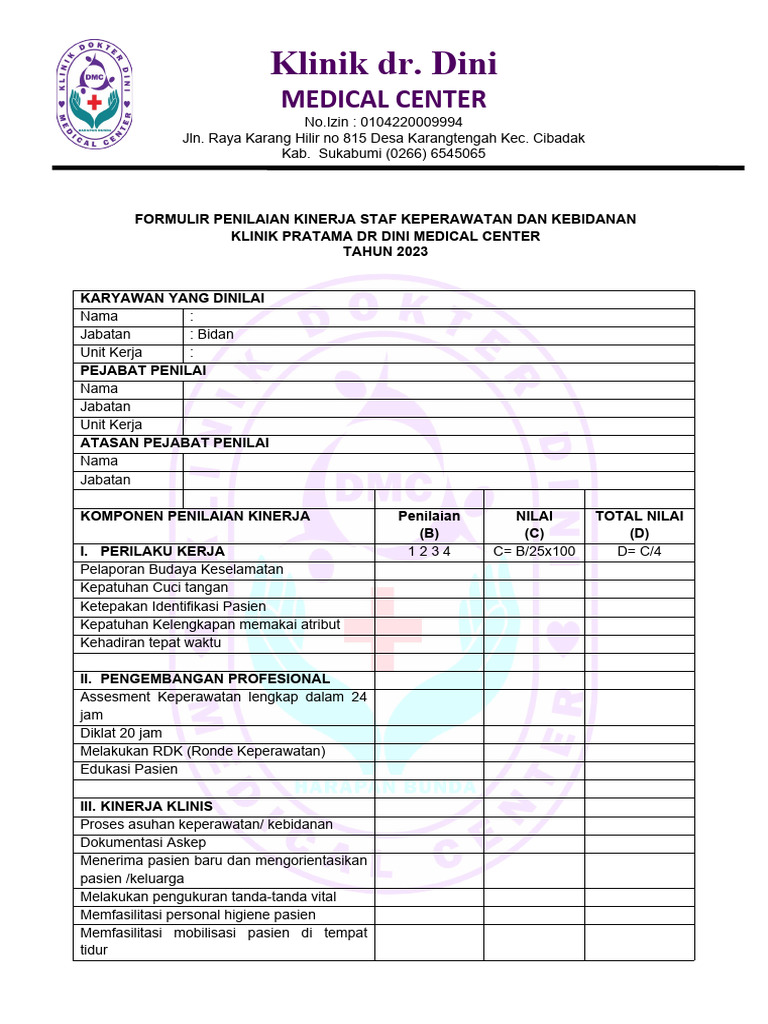 Form Penilaian Bidan | PDF | Teknologi & Rekayasa