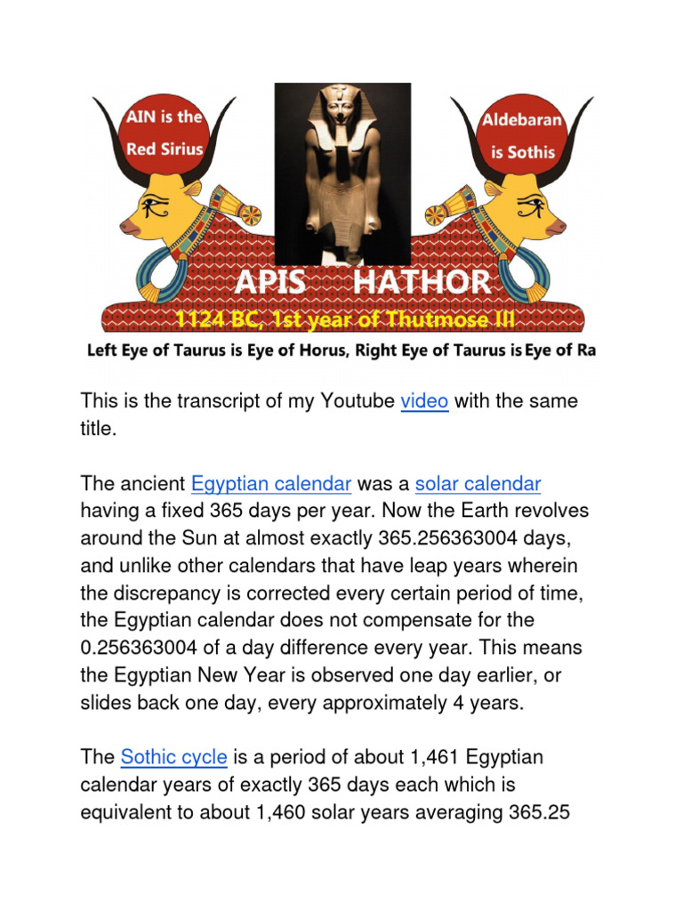 Sothic Rise Recorded in Elephantine Stele Was On May 23, 1124 BC During ...