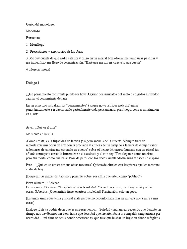 Guión Del Monólogo | PDF