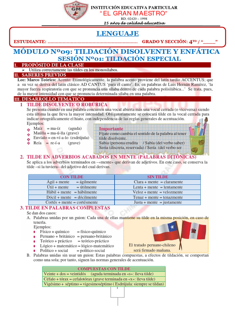 9. TILDACIÓN DISOLVENTE Y ENFÁTICA | PDF | Unidades Semánticas | Gramática