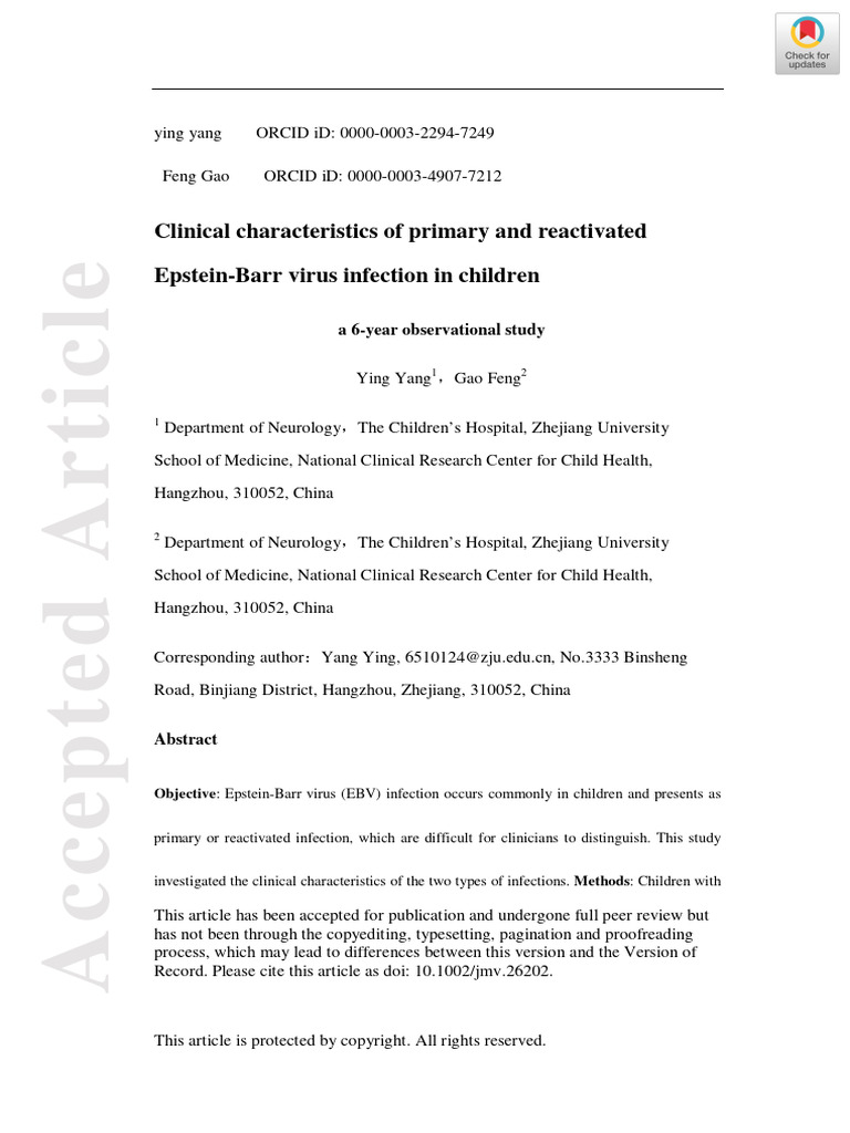 CE7 CLIA-YHLO EBV - Clinical Characteristics of Primary and Reactivated ...