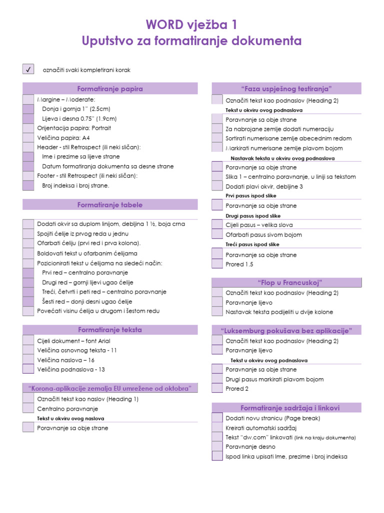 Word 1 - Uputstva | PDF