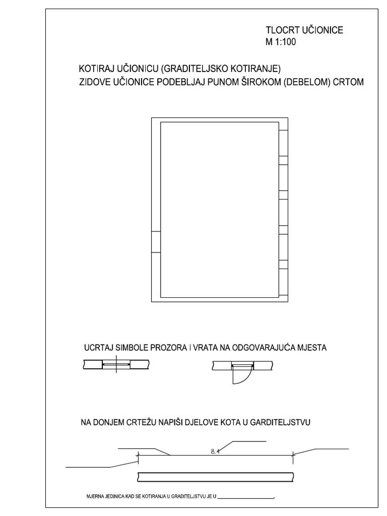Zadatci - Kotiranje Učionice I Ucrtavanje Simbola | PDF