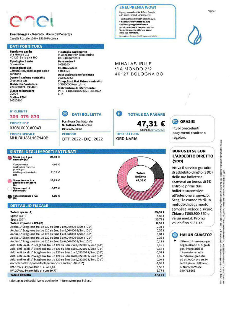 Modelo De Factura Para Enel Gas Piacenza