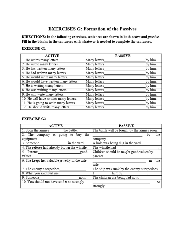 7th Meeting EXERCISES G Passive | PDF