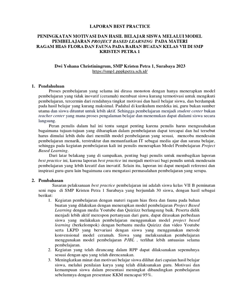 Laporan Best Practice Dwi Yohana Christiningrum | PDF | Ilmu Sosial | Kesehatan Holistik