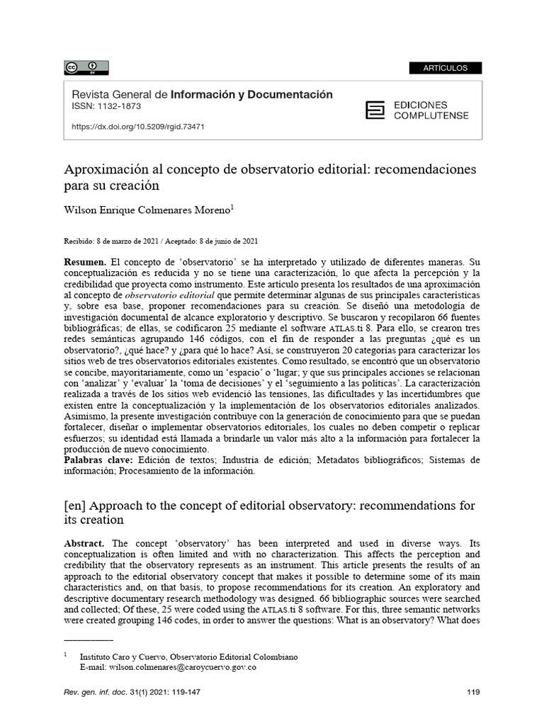 Colmenares 2021 - Aproximación Al Concepto de Observatorio Editorial ...