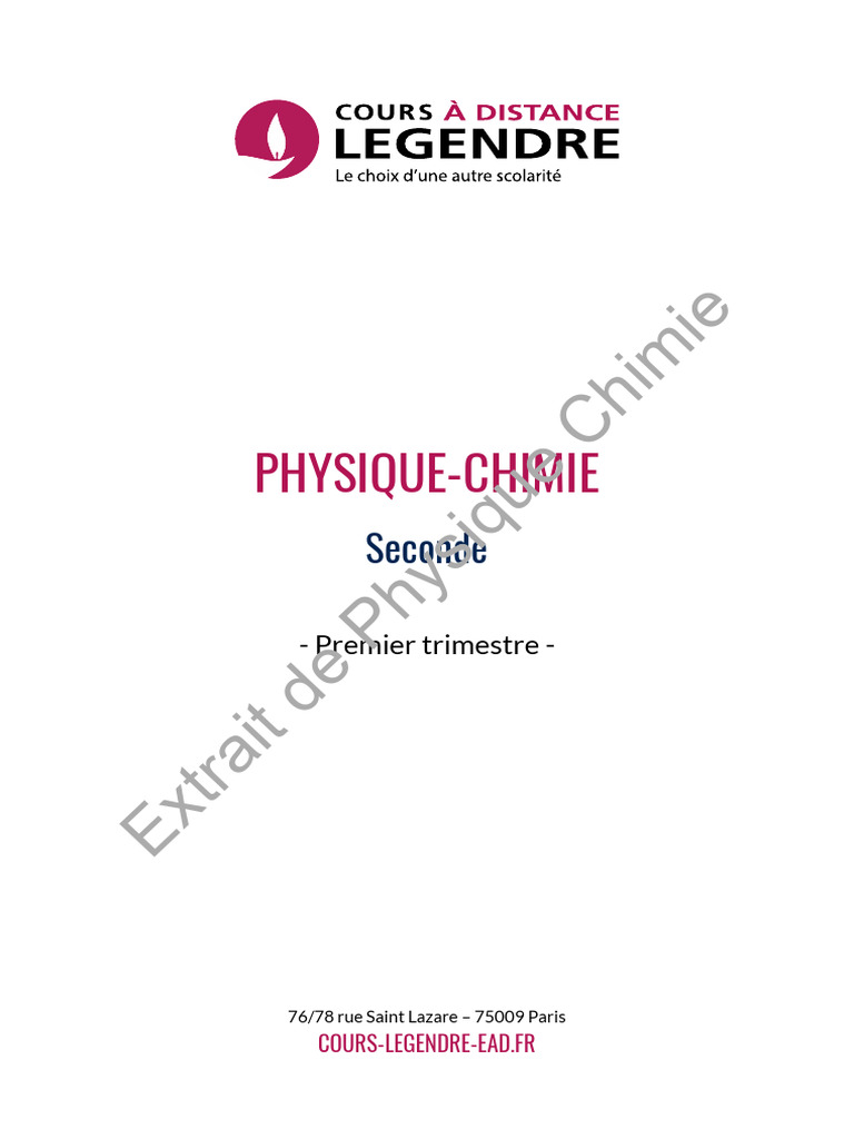 Extrait de Cours 2nde Physique Chimie | PDF | Chimie | Masse