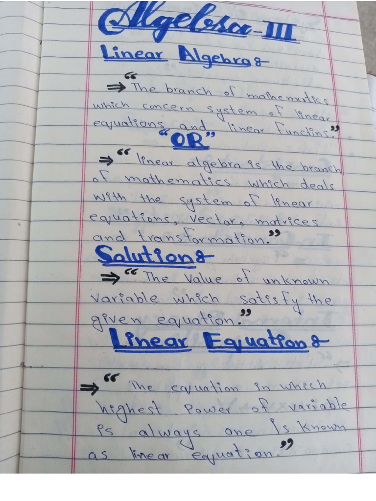 Linear Algebra Notes by SHK-Niazi | PDF