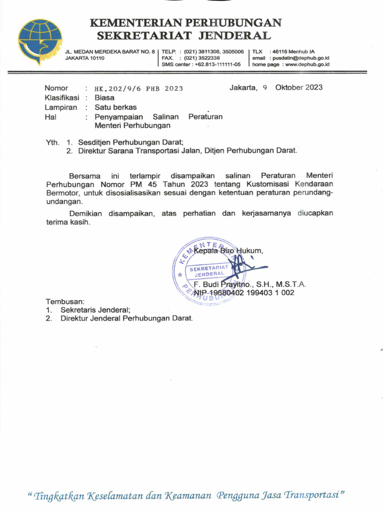 PM 45 Tahun 2023 Kustomisasi Kendaraan Bermotor | PDF PM 45 Tahun 2023 Kustomisasi Kendaraan Bermotor | PDF
