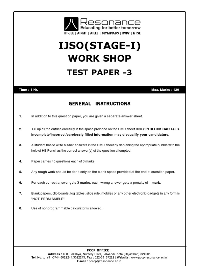 Test Paper-3 (07-10-11) | PDF | Circle | Cellular Respiration