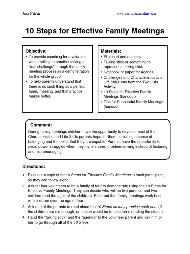 HANDOUT - Family Meetings 10 Steps | PDF | Brainstorming ...