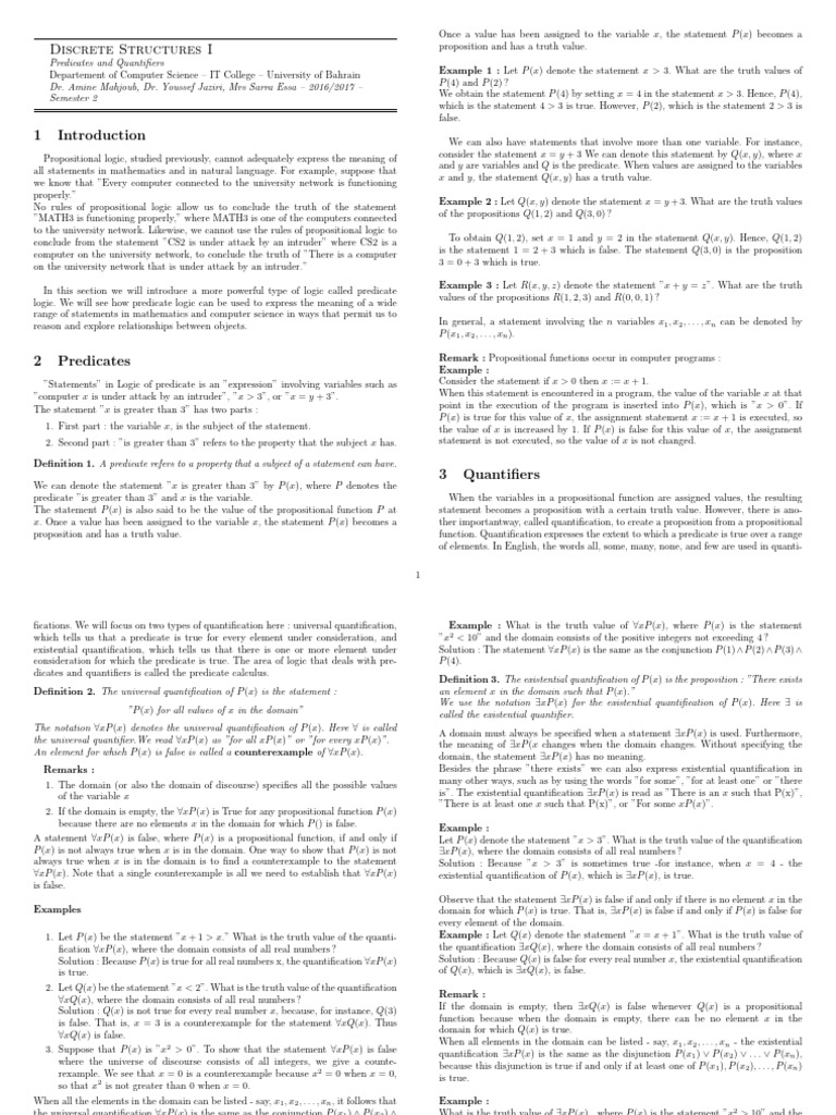 Chapter 2 - Predicate | PDF | Logic | Proposition