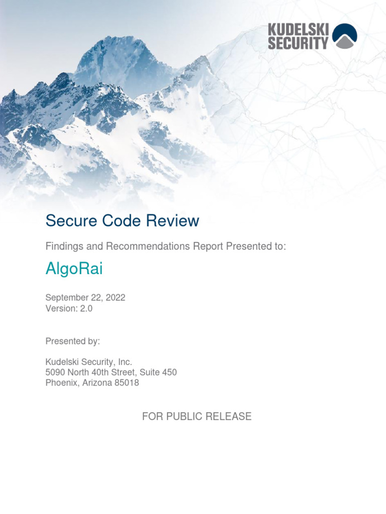 AlgoRai Secure Code Review Report Public Release | PDF | Authentication | Vulnerability (Computing)