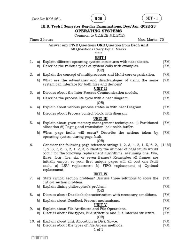 OPERATING SYSTEMS Jan 2023 | PDF | Scheduling (Computing) | Operating System