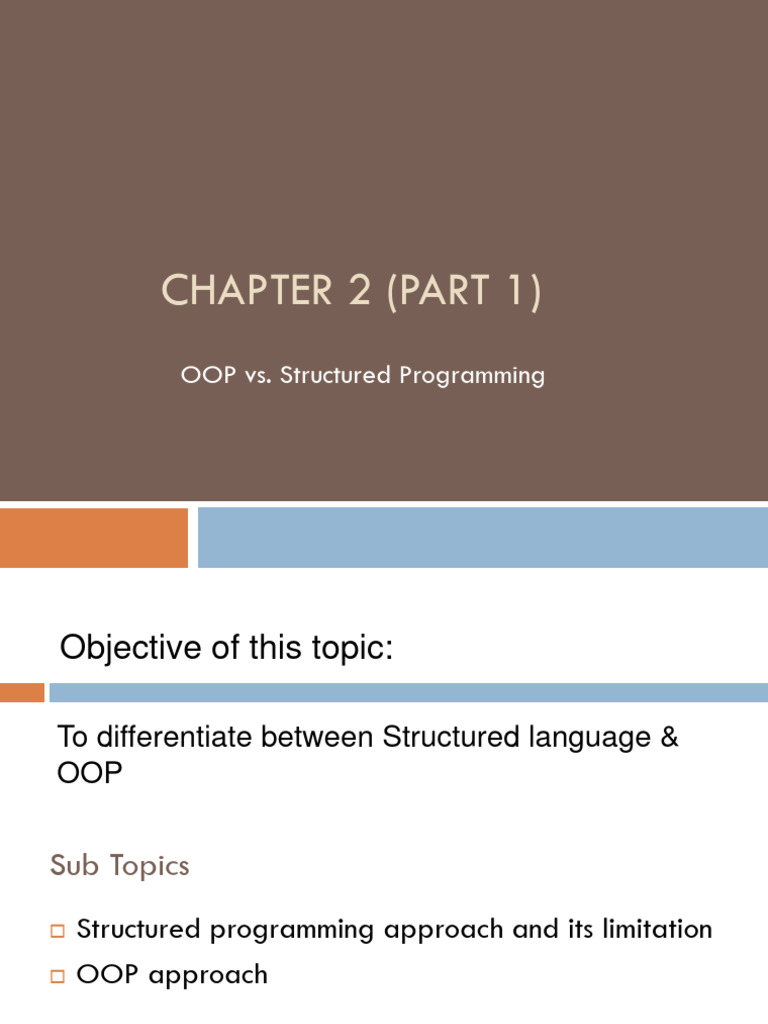 Chapter 2 (Part 1) OOP Vs SP | PDF | Object Oriented Programming | Top ... Chapter 2 (Part 1) OOP Vs SP | PDF | Object Oriented Programming | Top ...