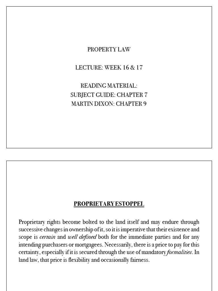 Proprietary Estoppel Slides | PDF | Estoppel | Legal Concepts