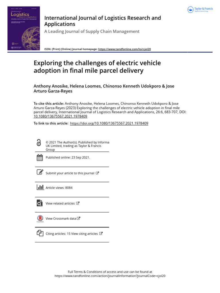 Exploring The Challenges of Electric Vehicle Adoption in Final Mile Parcel Delivery | PDF ...