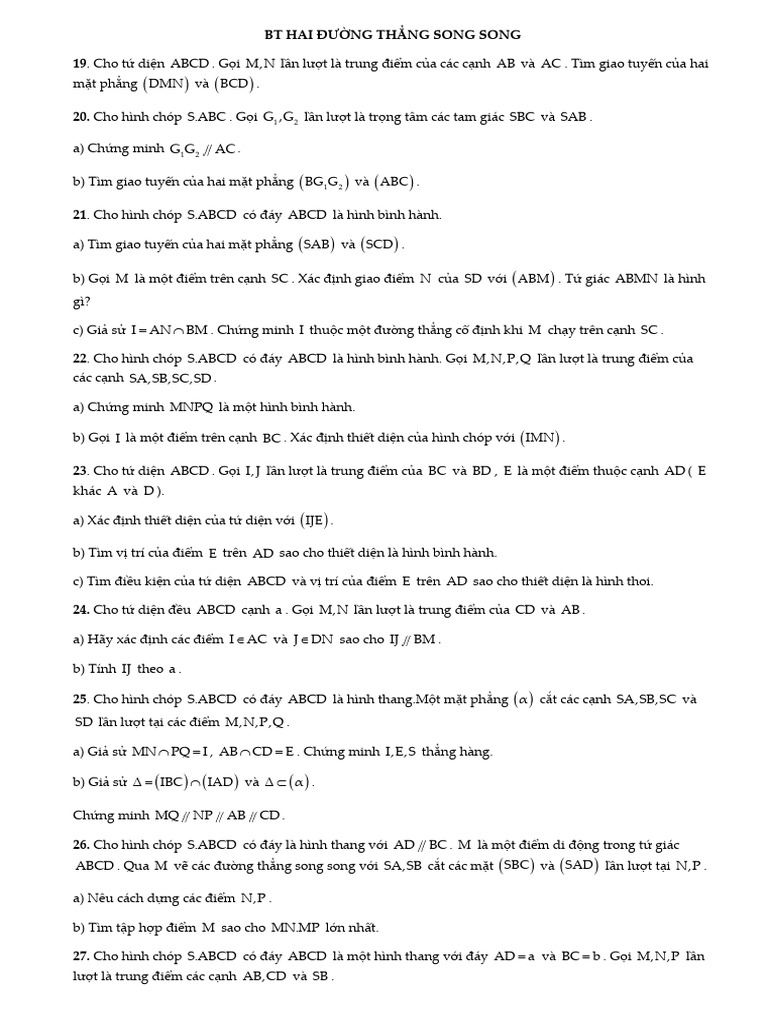 BT HAI ĐƯỜNG THẲNG SONG SONG | PDF