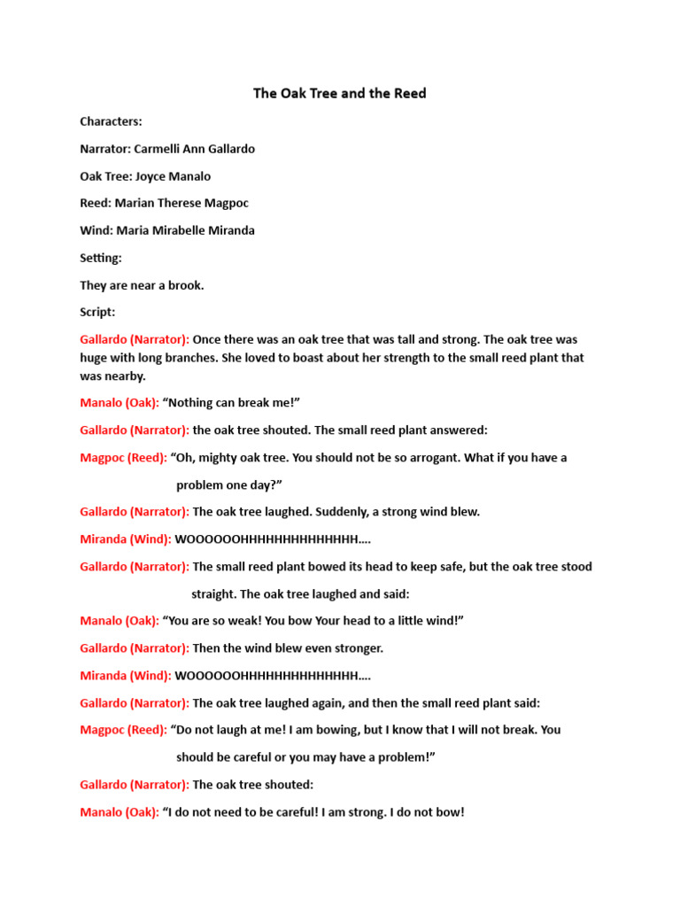 The Oak Tree and The Reed | PDF