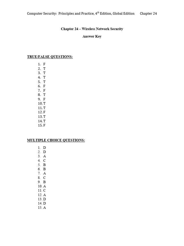 Chapter 24 Answer Key - CompSec4e | PDF