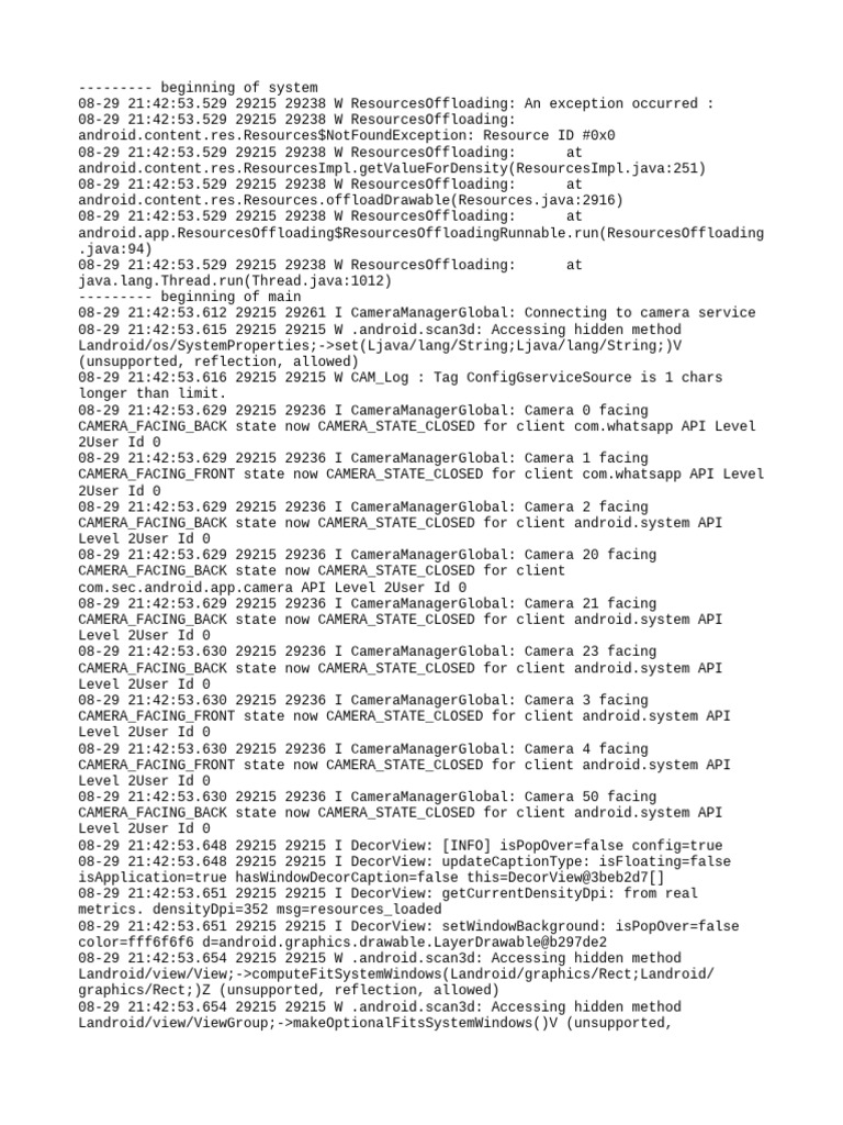 Logcat | PDF | Java (Programming Language) | Android (Operating System)