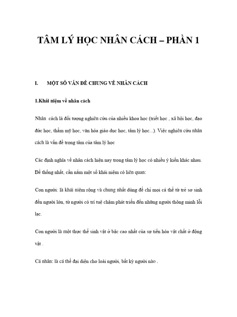 TLH Nhân Cách Phần 1 | PDF
